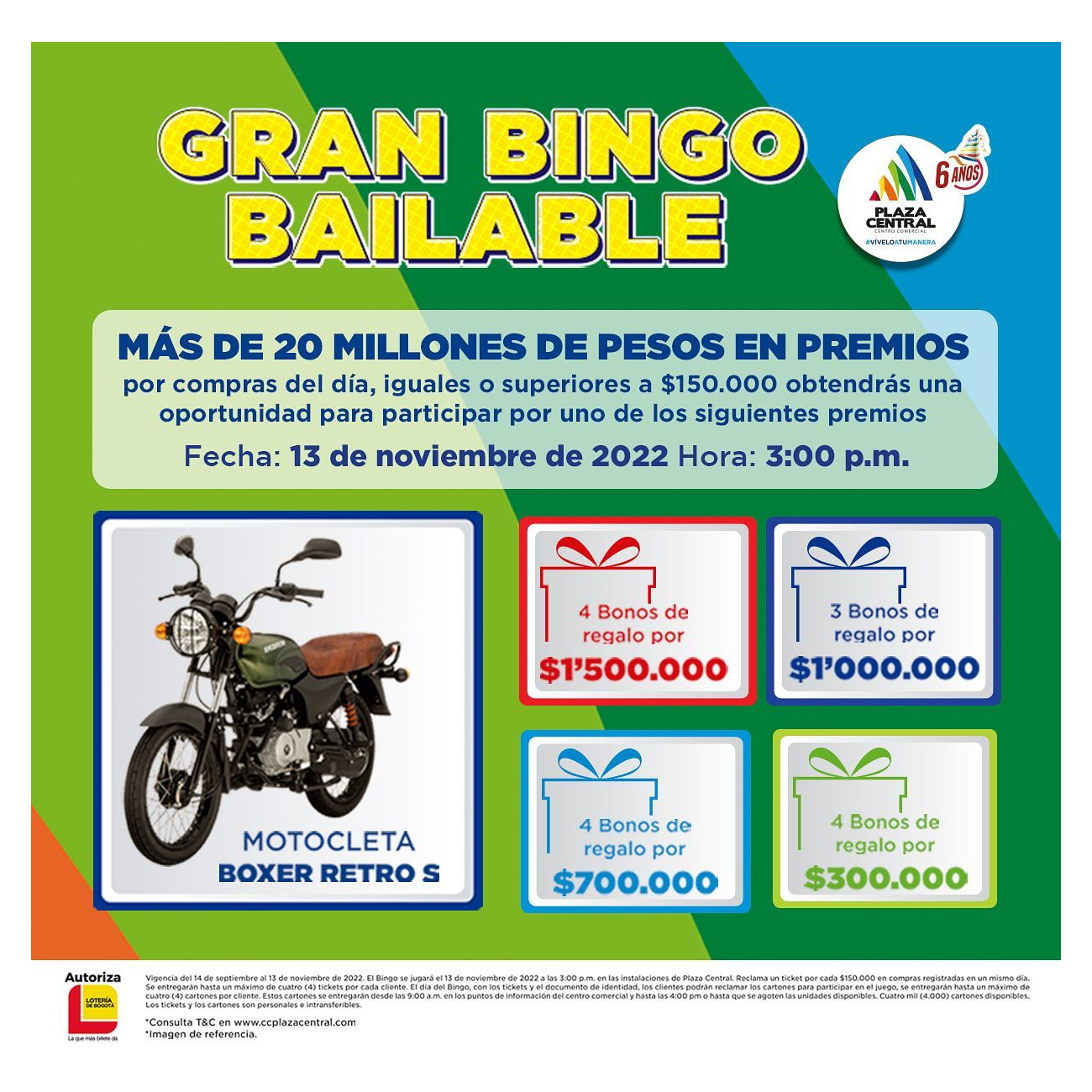 Bingo Bailable en centro comercial Plaza Central podras ganar una moto ...
